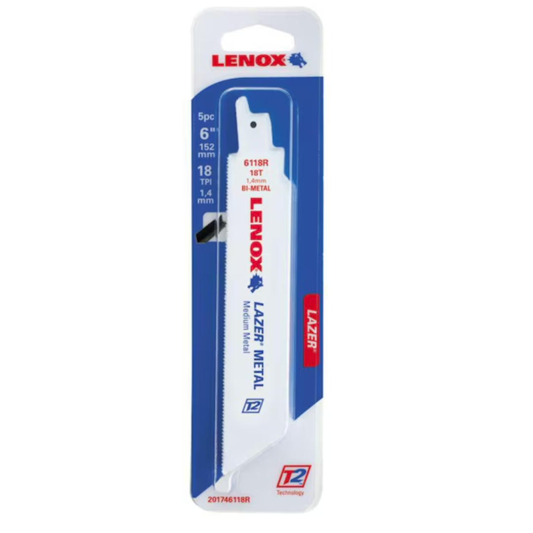 Lenox 6" x 18 TPI BI-Metal Reciprocating Blade 5 PACK | 618R | AAA ...